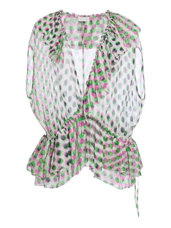 Dries Van Noten Cally Bis Polka Dot Silk Creponne Top - Multi