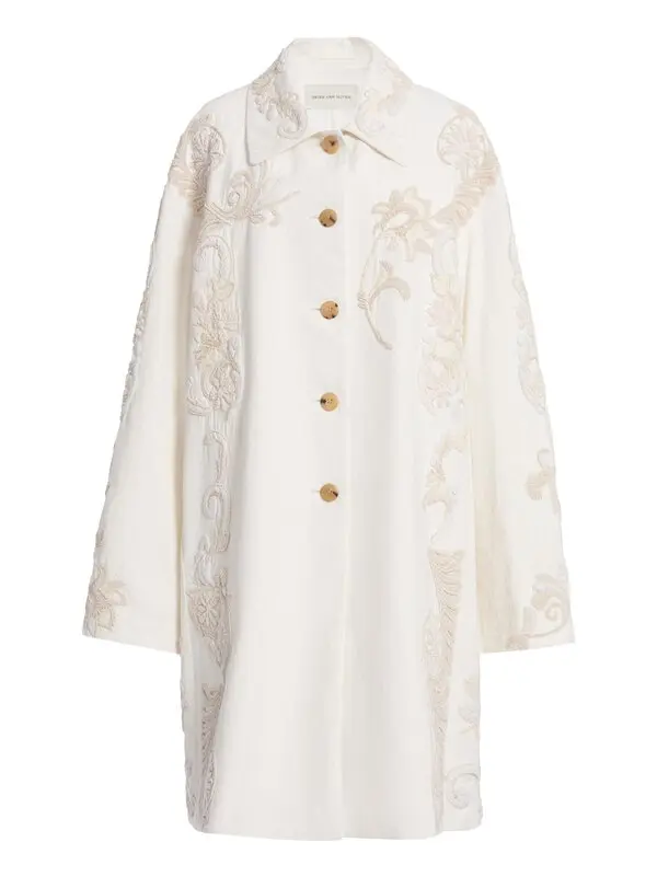 Dries Van Noten Rondero Embroidered Cotton Canvas Coat - Off-white