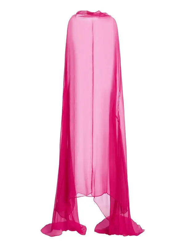 Dries Van Noten Cape-sleeve Mousseline-silk Dress - Fuchsia