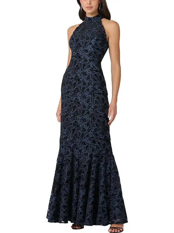 Shoshanna Velvet Lace Marcia Dress - Jet/blue