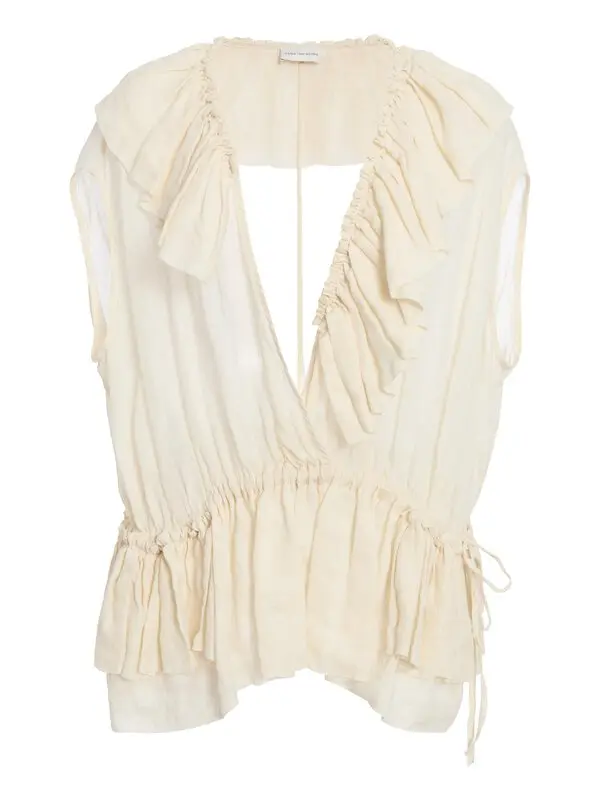 Dries Van Noten Cally Bis Ruffled Top - Ivory
