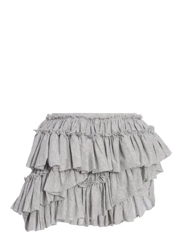 Dries Van Noten Ruffled Cotton-jersey Mini Shorts - Grey
