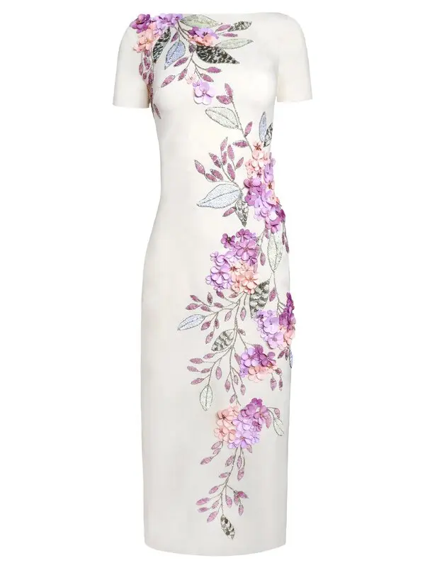 Naeem Khan Embroidered Midi Dress - Floral