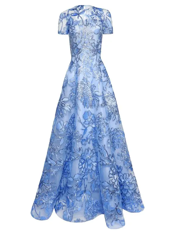 Naeem Khan Raffia Tulle-blend Gown - Floral
