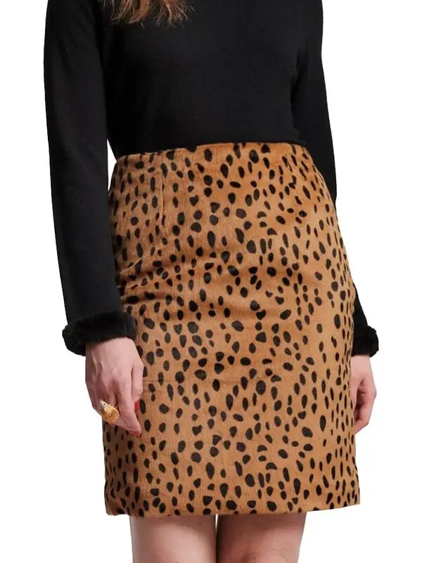 FRANCES VALENTINE Blaine Animal Print Skirt - Brown/multi