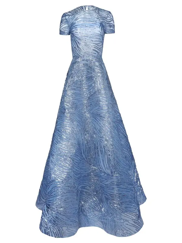 Naeem Khan Metallic Raffia Tulle-blend Gown - Blue