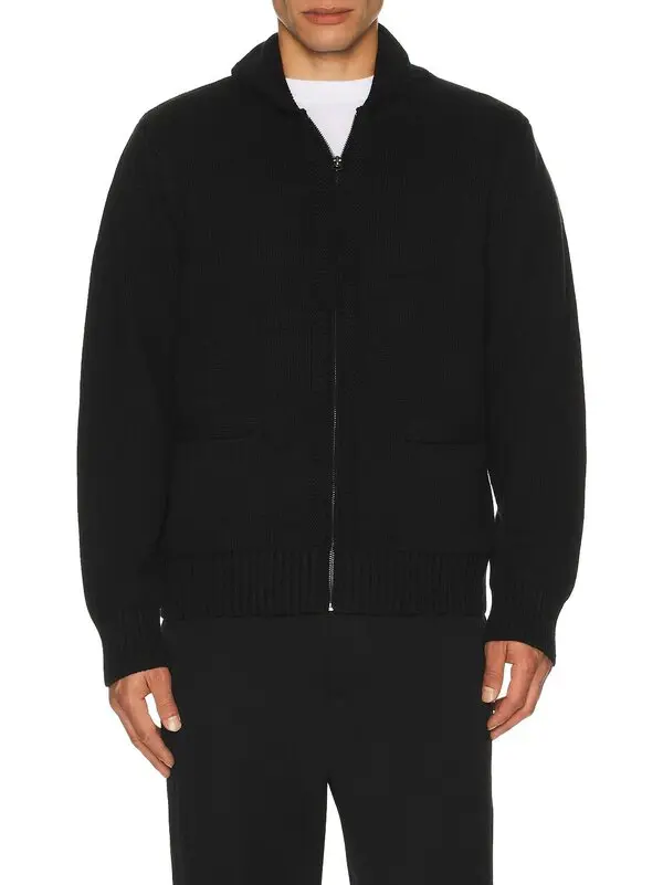 SCHOTT Zip Front Sweater - Black