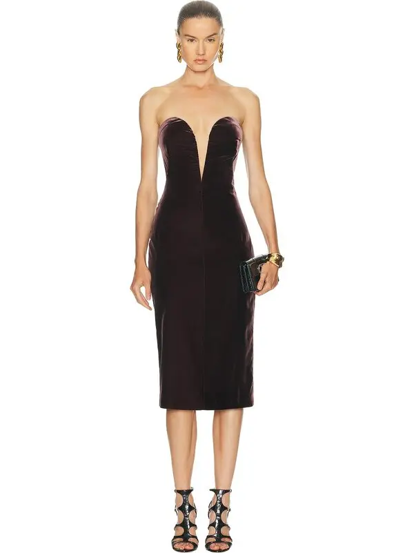 TOM FORD Strapless Cocktail Dress - Autumn Burgundy