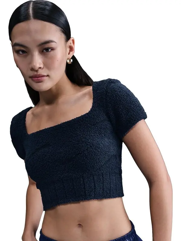 Nike Sportswear Phoenix Cozy Bouclé Cropped Knit Top - Blue