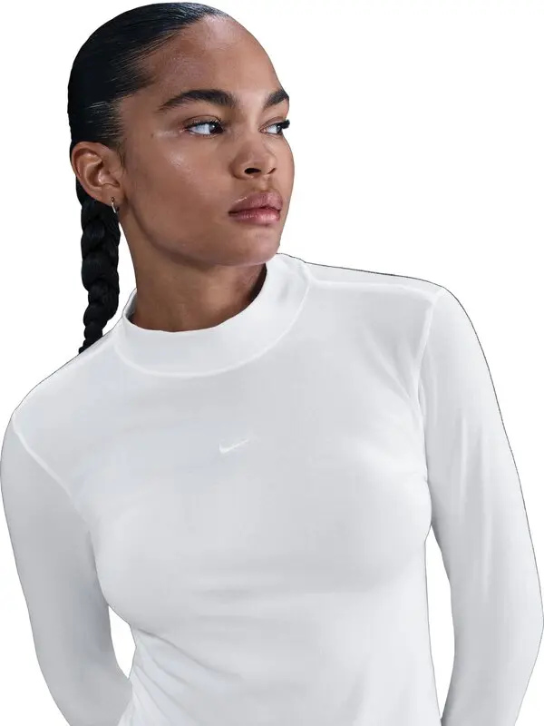 Nike Sportswear Chill Knit Slim Long-sleeve Mock-neck T-shirt - White