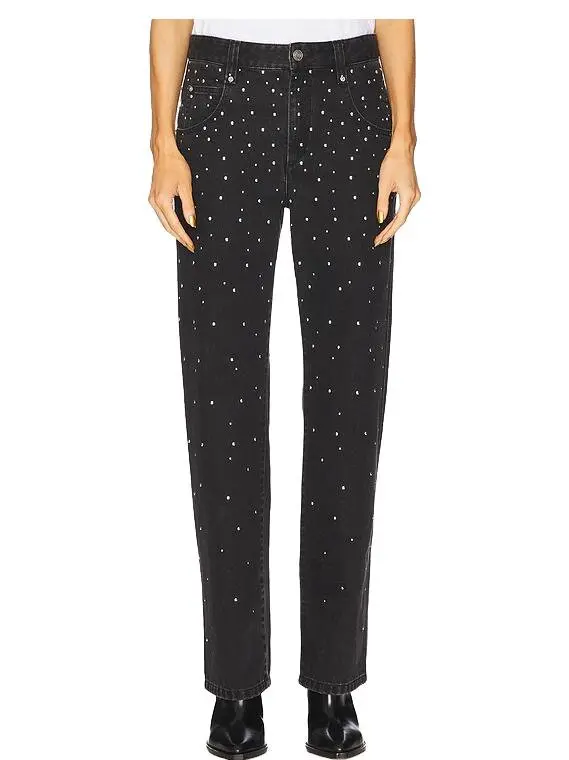 Isabel Marant Brinsa Festive Studded Straight Leg - Black