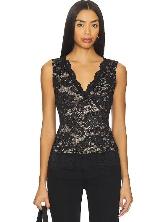 Generation Love Leila Stretch Lace Top - Black & Beige