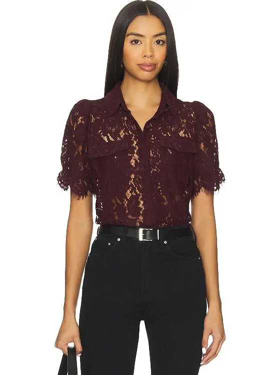 Generation Love Mina Lace Shirt - Malbec