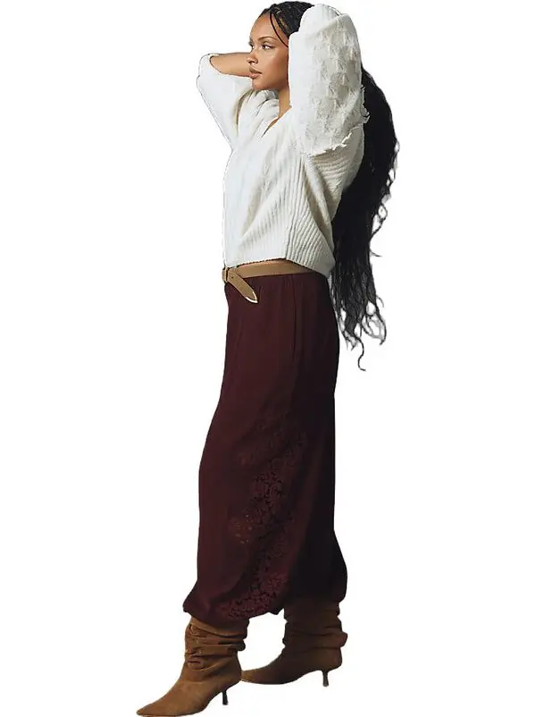 BL-NK Imogen Lace Balloon Pants - Dark Wine