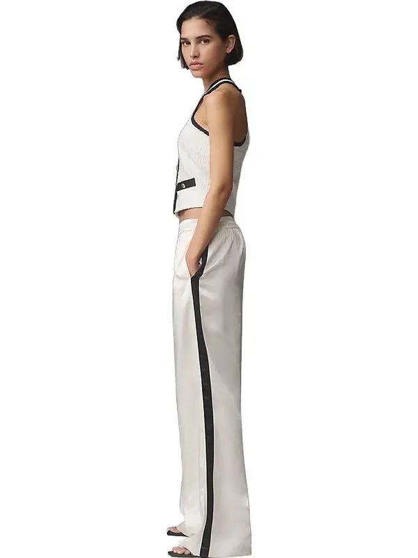 Sanctuary Satin Track Pants - Ivory