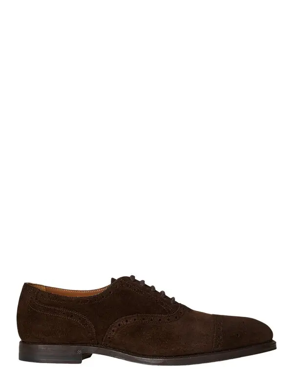 Ralph Lauren Maestra Calf-suede Cap-toe Shoe - Dark Brown