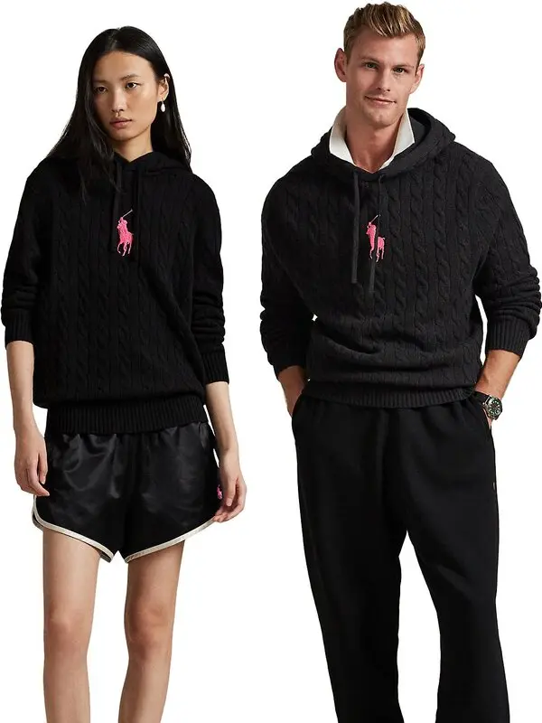 Ralph Lauren Cable-knit Hoodie - Polo Black