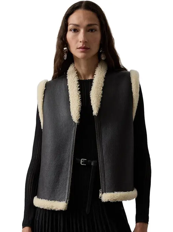 Ralph Lauren Tamlin Merino Shearling Vest - Dark Brown