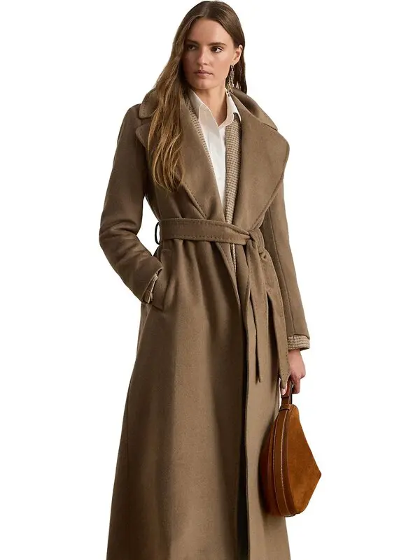 Ralph Lauren Wool-blend Wrap Maxi Coat - Taupe