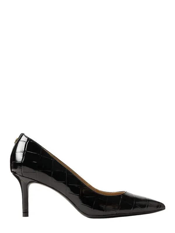 Ralph Lauren Lanette Croc-embossed Leather Pump - Black