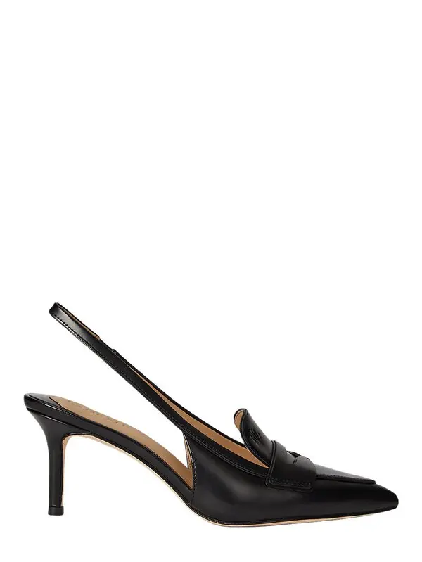 Ralph Lauren Khloe Leather Slingback Loafer Pumps - Black