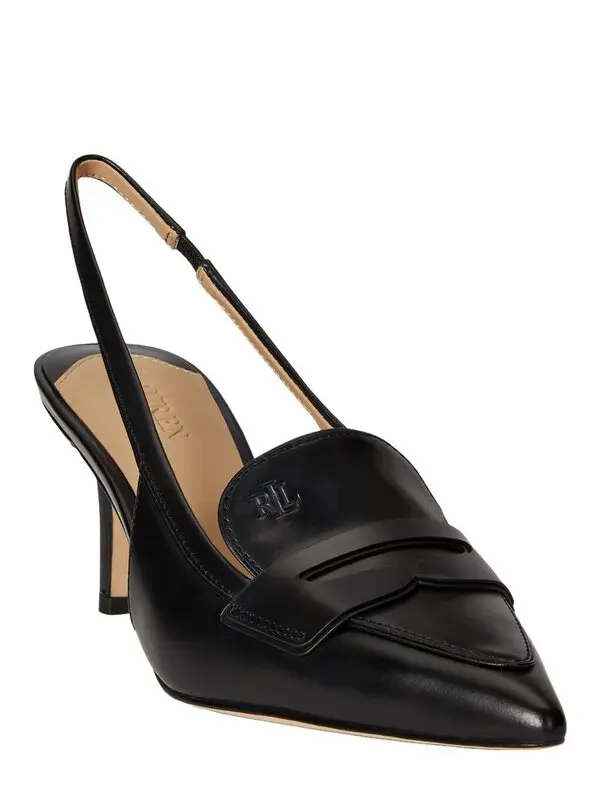 Ralph Lauren Khloe Leather Slingback Loafer Pump - Black