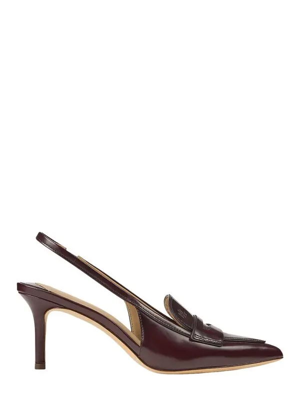 Ralph Lauren Khloe Leather Slingback Loafer Pump - Dark Garnet