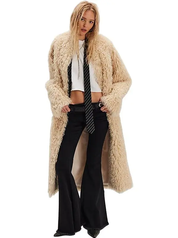 STAND STUDIO Carolina Faux Shearling Coat - Ivory