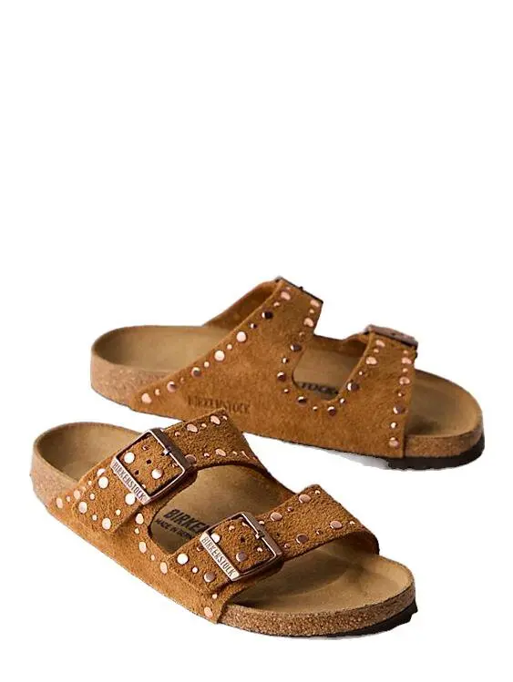 BIRKENSTOCK Arizona Rivets Sandals - Mink Suede
