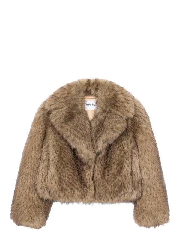STAND STUDIO Samara Eco Fur Short Jacket - Beige