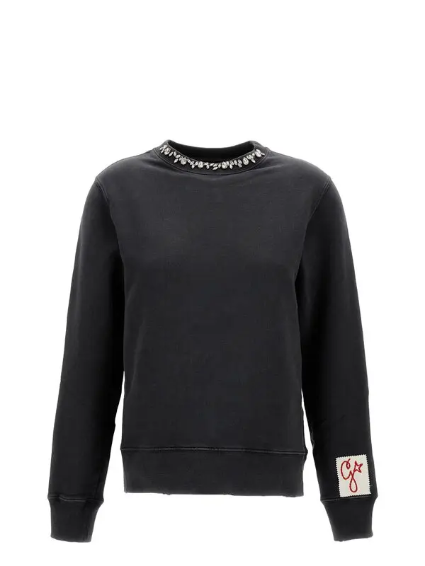 GOLDEN GOOSE Crewneck Sweatshirt With Crystal Embellishments - Grey