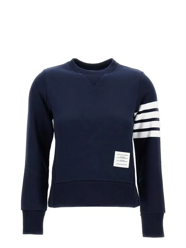 Thom Browne Crewneck Sweatshirt With 4-bar Stripes - Blue