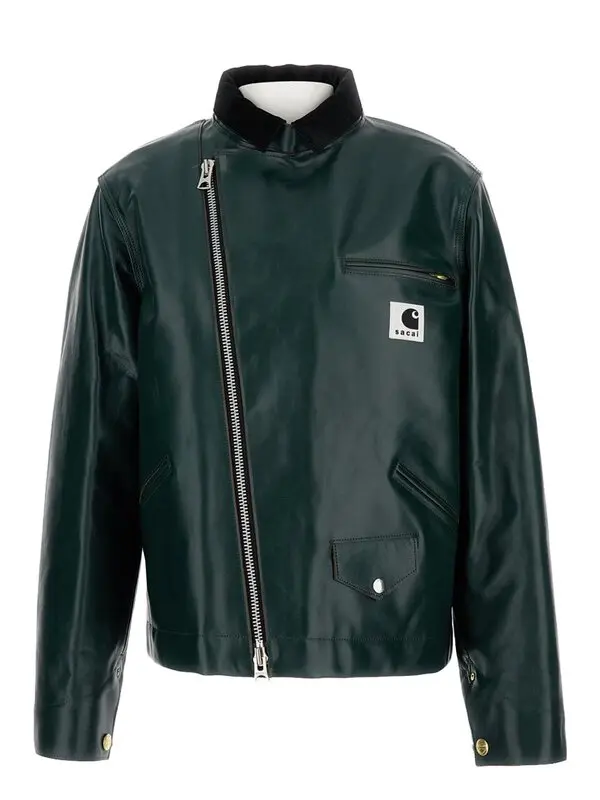 Sacai X Carhartt Wip Leather Jacket - Green