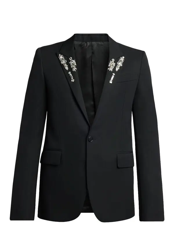 Alexander McQueen Crystal-embellished Peak Lapel Sport Coat - Black