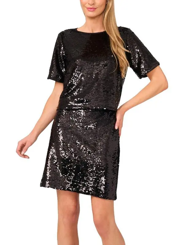 Halogen Sequin T-shirt - Rich Black