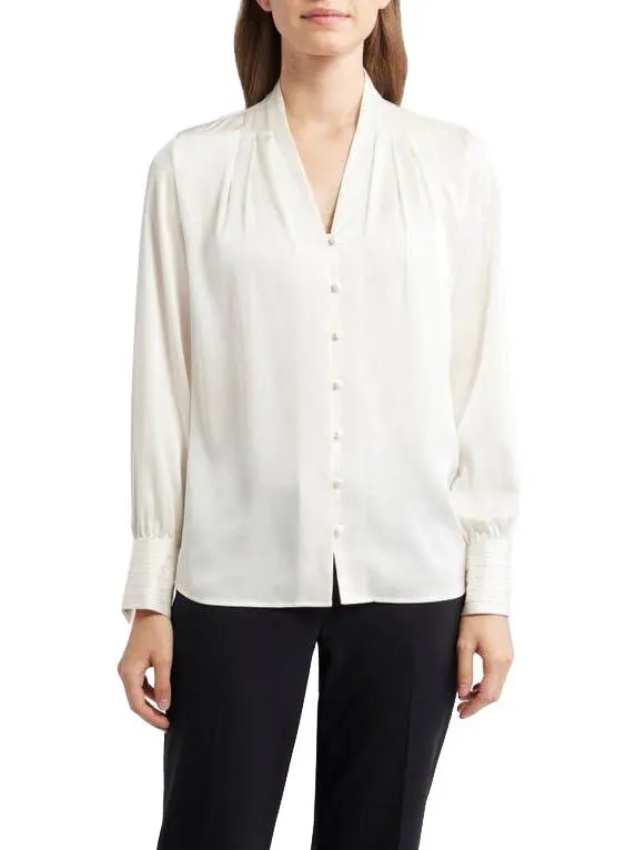 Anne Klein Pleated Button-up Shirt - Eclair