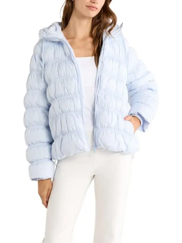 Zella Ruched Puffer Jacket - Blue Ancient