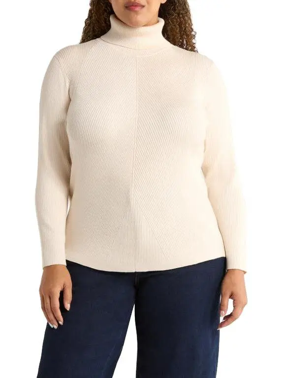 Jones New York Ribbed Turtleneck Sweater - Jones White