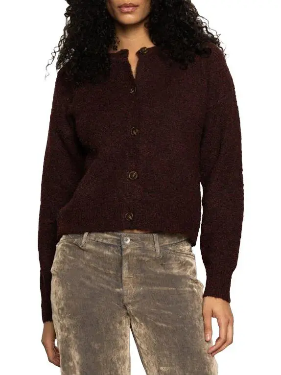 Sanctuary Bouclé Cardigan - Dark Crimson Red