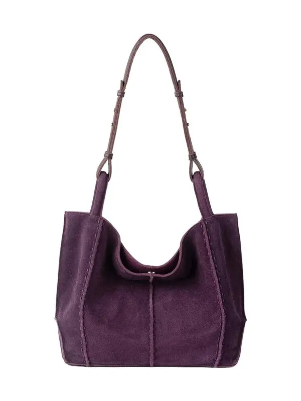 THE SAK Los Feliz Medium Leather Tote Bag - Aubergine Suede
