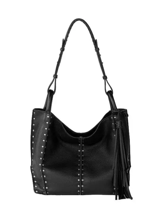 THE SAK Los Feliz Medium Leather Tote Bag - Black Silver Stud