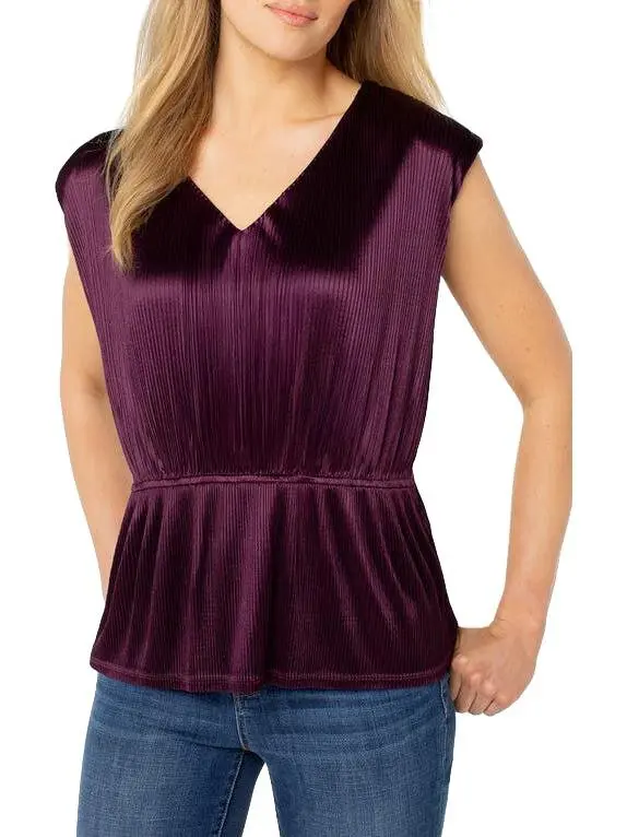 LIVERPOOL Dolman Sleeve Peplum Top - Dark Wine Berry