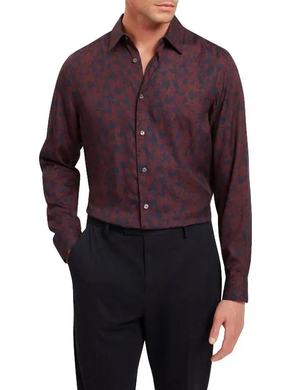 Ted Baker London Akselle Print Cotton Button-up Shirt - Maroon
