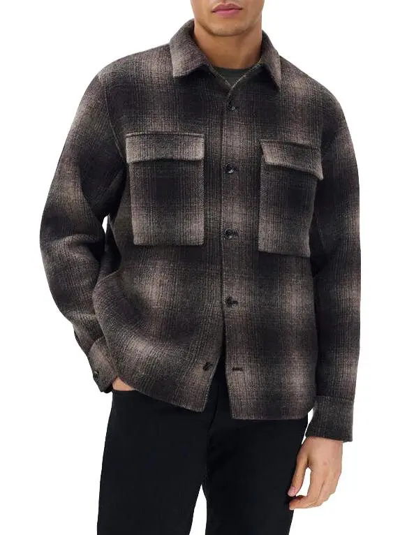 Rag & Bone Austin Plaid Wool Blend Flannel Button-up Shirt Jacket - Brown Plaid