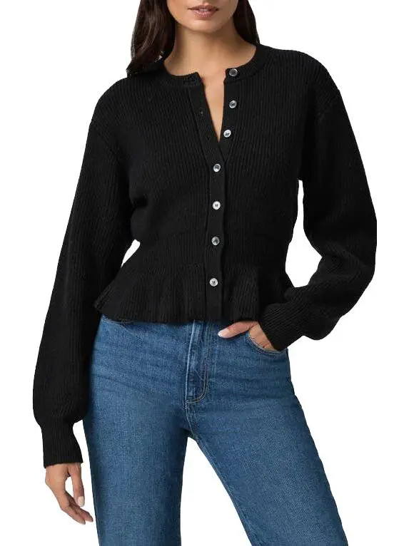 Paige Roslin Wool Blend Peplum Cardigan - Black
