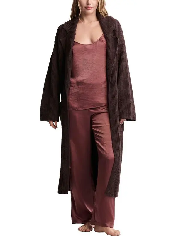 Barefoot Dreams Cozychic® Rib Longline Cardigan - Umber