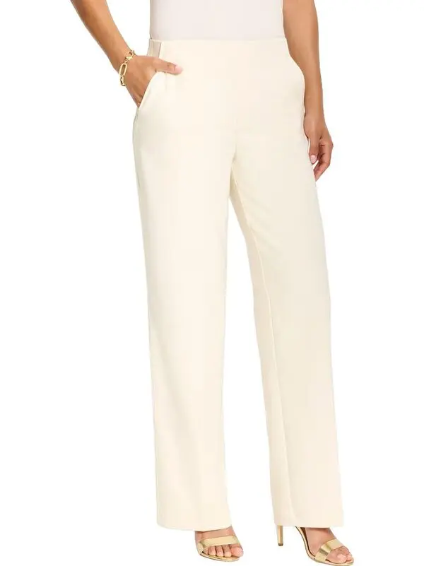 NIC+ZOE Lenox Wide Leg Stretch Trousers - Classic Cream