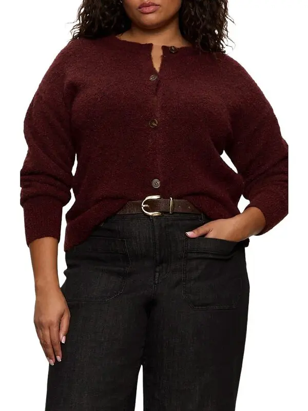 Sanctuary Bouclé Cardigan - Dark Crimson Red