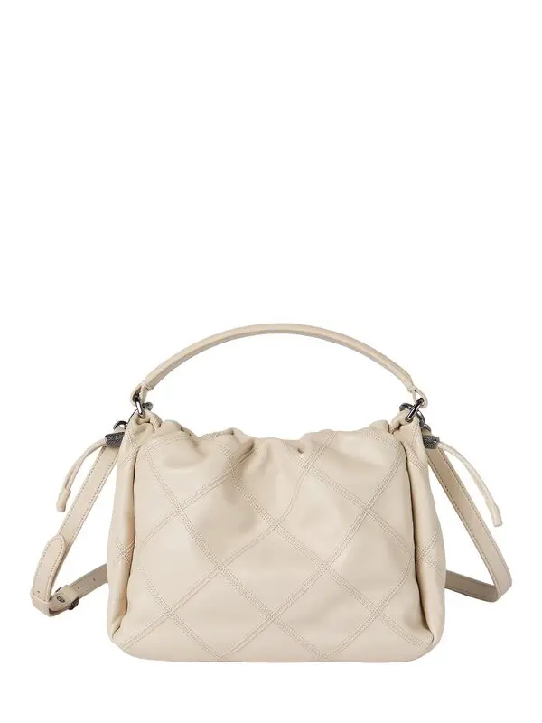 Brunello Cucinelli Small Nappa Bucket Mellow Bag - Ivory