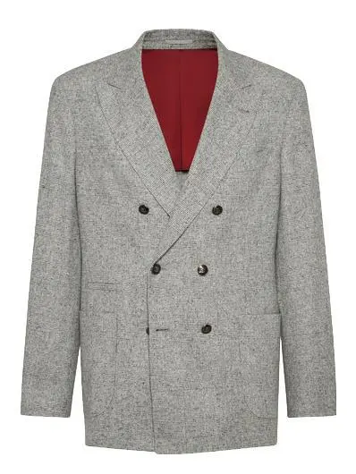 Brunello Cucinelli Prince Of Wales Deconstructed Blazer - Light Grey
